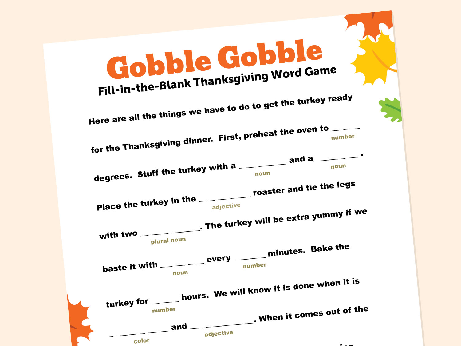 Thanksgiving-Themed Word Game