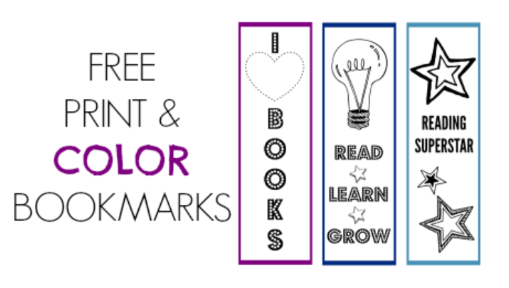 National Book Month Print & Color Bookmarks