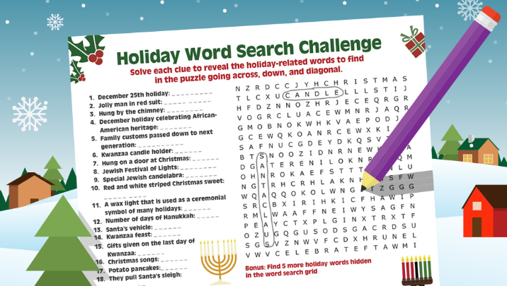 Share a Holiday Word Search-Puzzle With Your Older Child